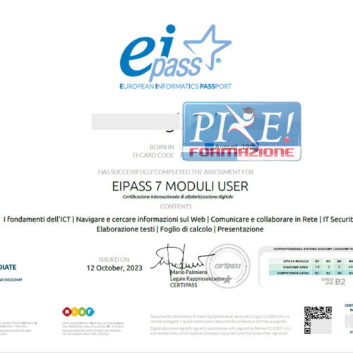 EIPASS 7 MODULI USER - 144€ (Promo ATA) - Pixe! Formazione - Foligno